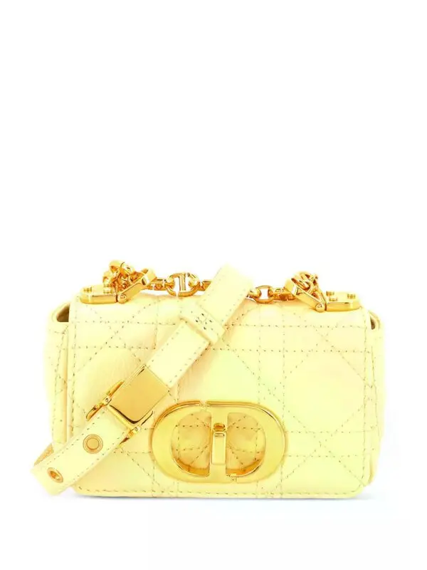 Dior Caro Bag Cannage Quilt Calfskin Micro Shoulder Bag - Yellow