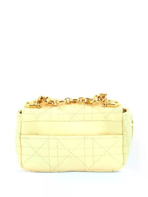 Dior Caro Bag Cannage Quilt Calfskin Micro Shoulder Bag - Yellow