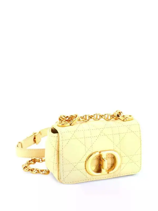 Dior Caro Bag Cannage Quilt Calfskin Micro Shoulder Bag - Yellow