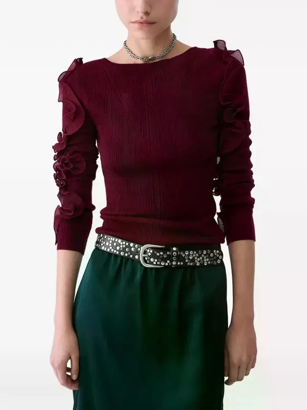 Liu Jo Wool Sweater With Ruffles - Red