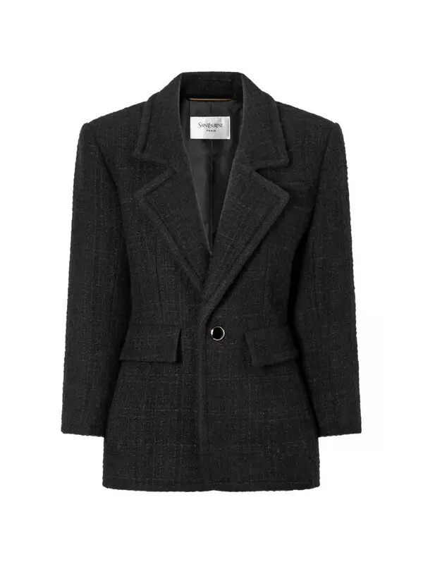 Saint Laurent Single-breasted Jacket In Tweed - Black