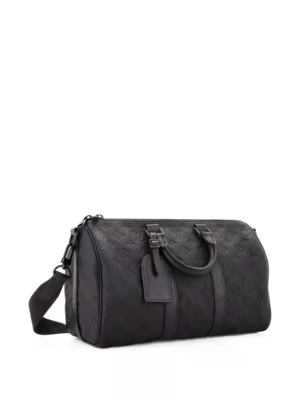 LOUIS VUITTON Keepall Bandouliere Bag Monogram Taurillon Leather 35 Travel Bag - Black
