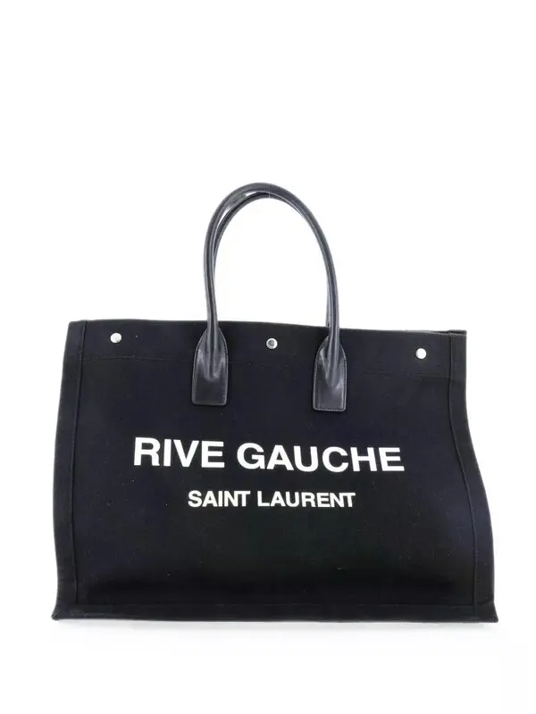 Saint Laurent Rive Gauche Shopper Canvas Large Tote Bag - Black