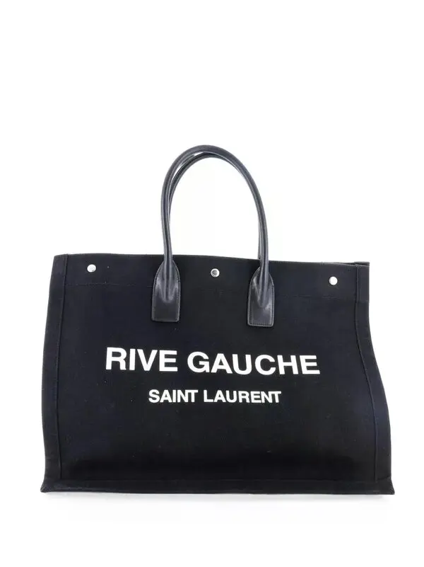 Saint Laurent Rive Gauche Shopper Canvas Large Tote Bag - Black