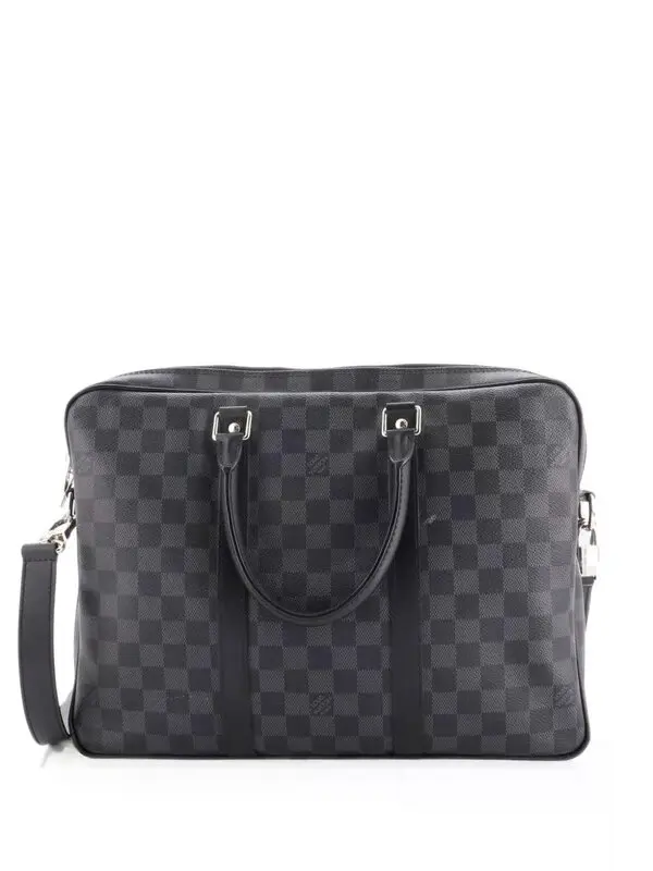 LOUIS VUITTON Porte-documents Voyage Briefcase Damier Graphite Pm Business Bag - Black