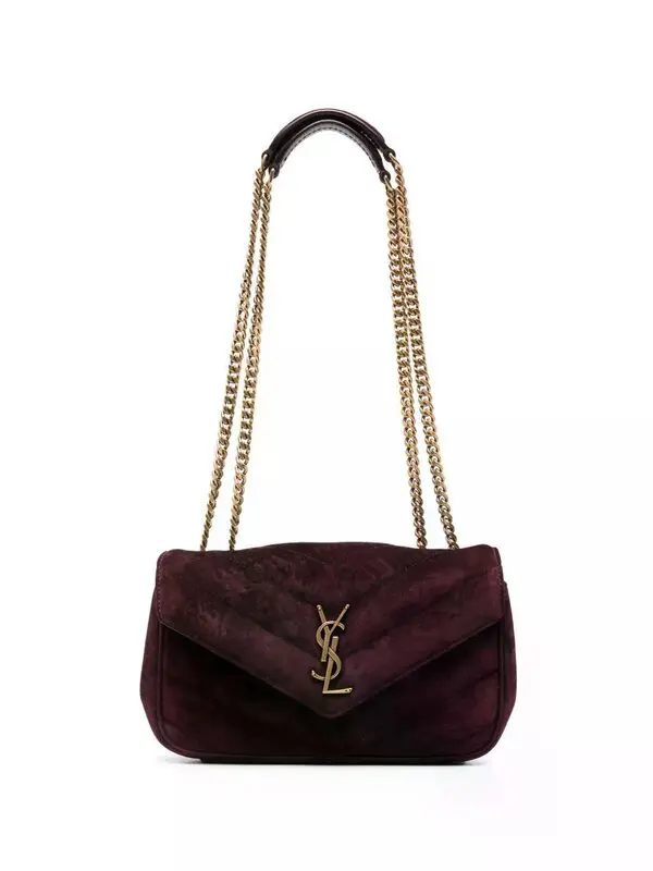 Saint Laurent Loulou Small In Matelassé Suede - Purple