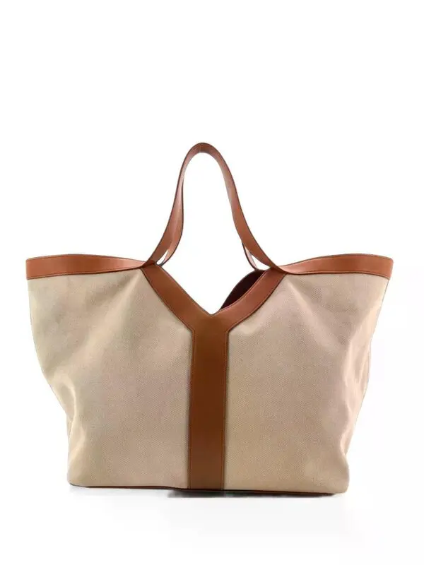 Saint Laurent Y Canvas With Leather Medium Tote Bag - Brown