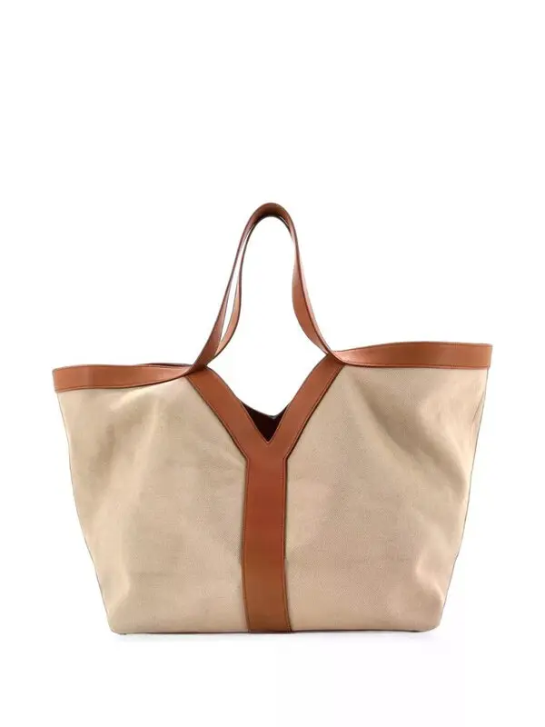 Saint Laurent Y Canvas With Leather Medium Tote Bag
