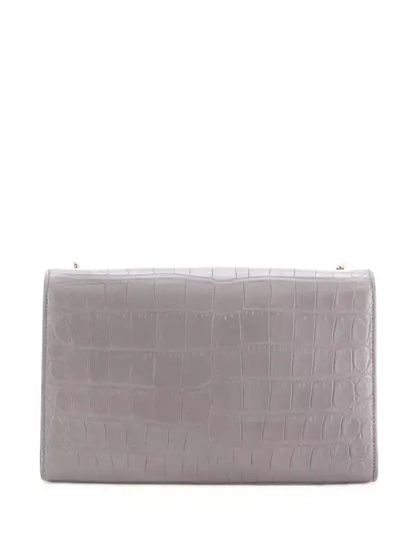 Saint Laurent Classic Monogram Tassel Crocodile Embossed Leather Medium Crossbody Bag