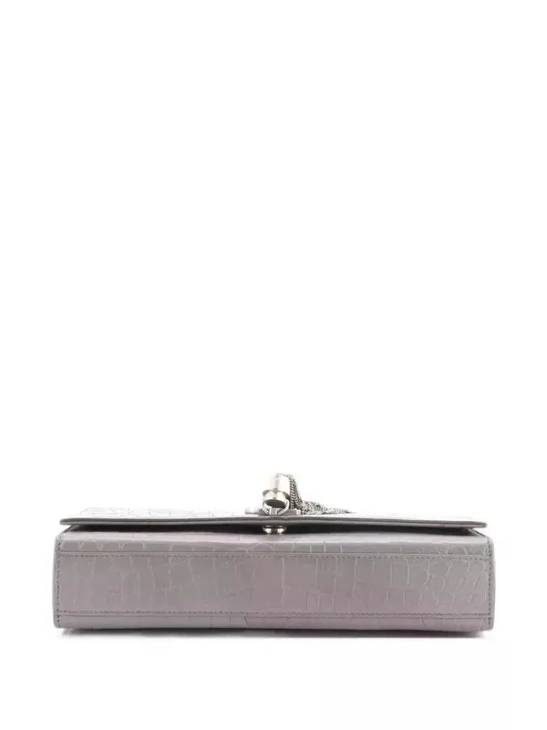 Saint Laurent Classic Monogram Tassel Crocodile Embossed Leather Medium Crossbody Bag