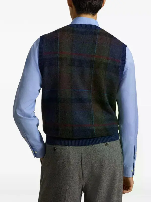 Polo Ralph Lauren Plaid Wool-cotton Sleeveless Jumper