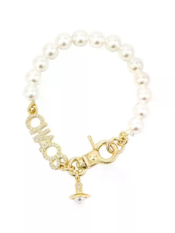 VIVIENNE WESTWOOD Chaos Crystal-embellished Pearl Bracelet - Gold