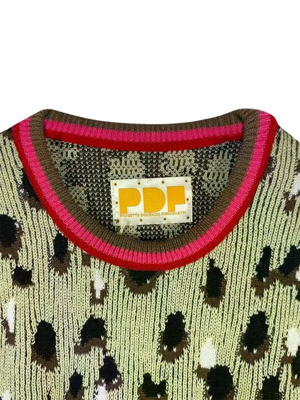PDF Leopard-print Knitted Vest - Green