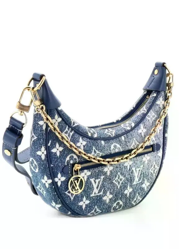 LOUIS VUITTON Loop Handbag Monogram Jacquard Denim Hobo Bag - Blue