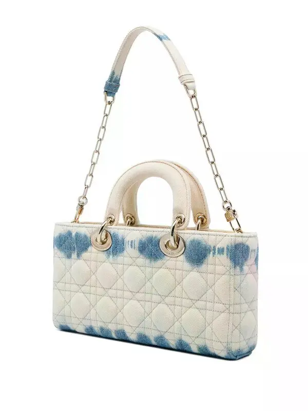 Dior 2022 Medium Denim Cannage Tie Dye Lady D Joy Satchel