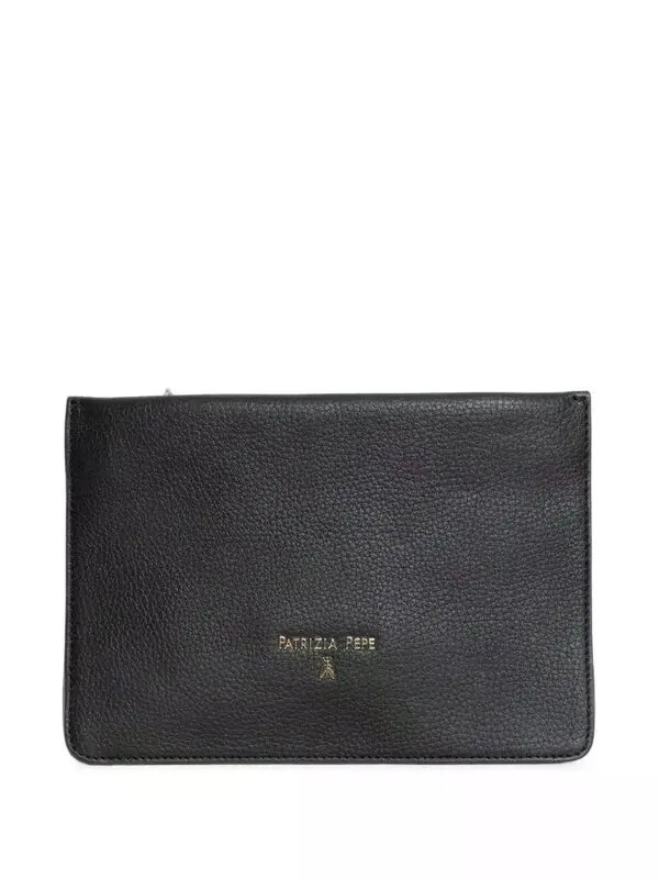 Patrizia Pepe Logo-print Pebbled-texture Clutch Bag