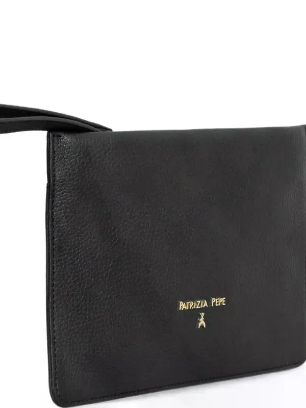 Patrizia Pepe Logo-print Pebbled-texture Clutch Bag