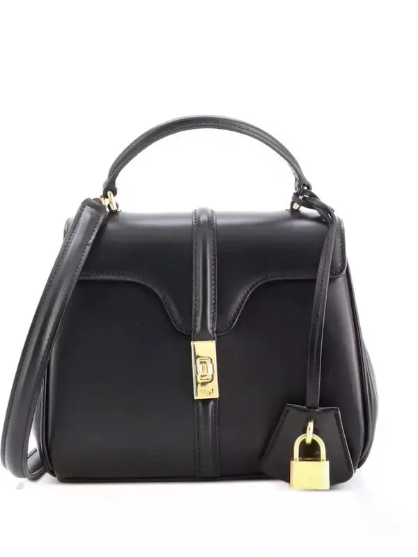 Celine 16 Top Handle Bag Smooth Calfskin Mini Satchel - Black
