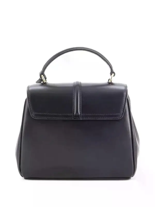 Celine 16 Top Handle Bag Smooth Calfskin Mini Satchel - Black