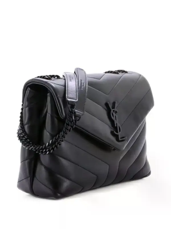 Saint Laurent Loulou Matelasse Chevron Leather Small Shoulder Bag - Black