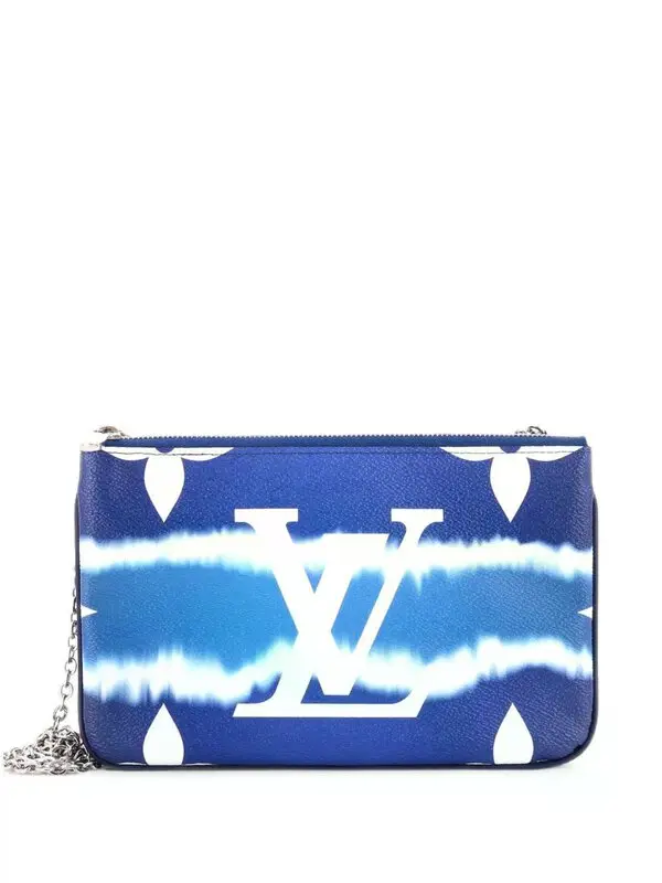LOUIS VUITTON Double Zip Pochette Limited Edition Escale Monogram Giant Clutch Bag - Blue