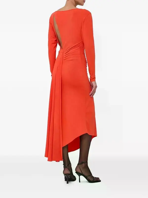 Patrizia Pepe Ruched Asymmetric-hem Midi Dress