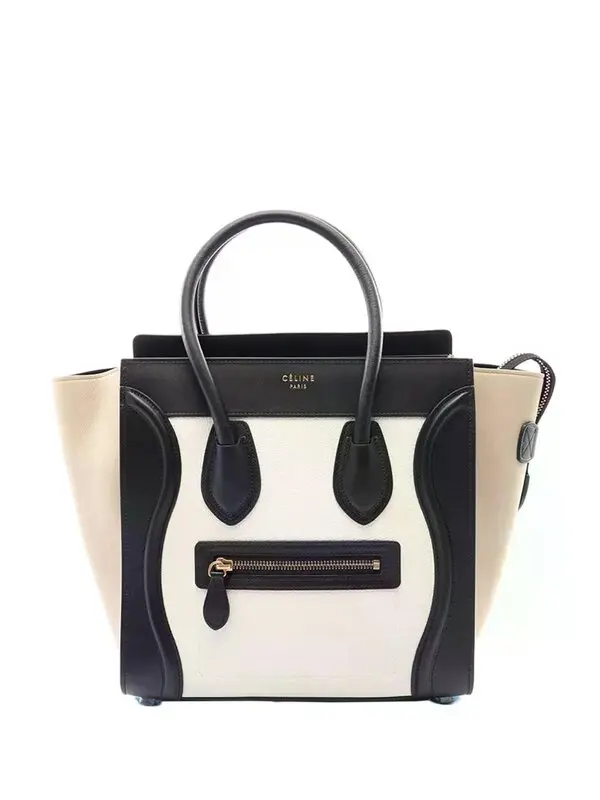 Celine 2010-2026 Micro Tricolor Leather Luggage Tote Handbag - White