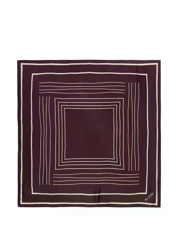 Marc O'polo Geometric Stripe-print Square Scarf - Purple