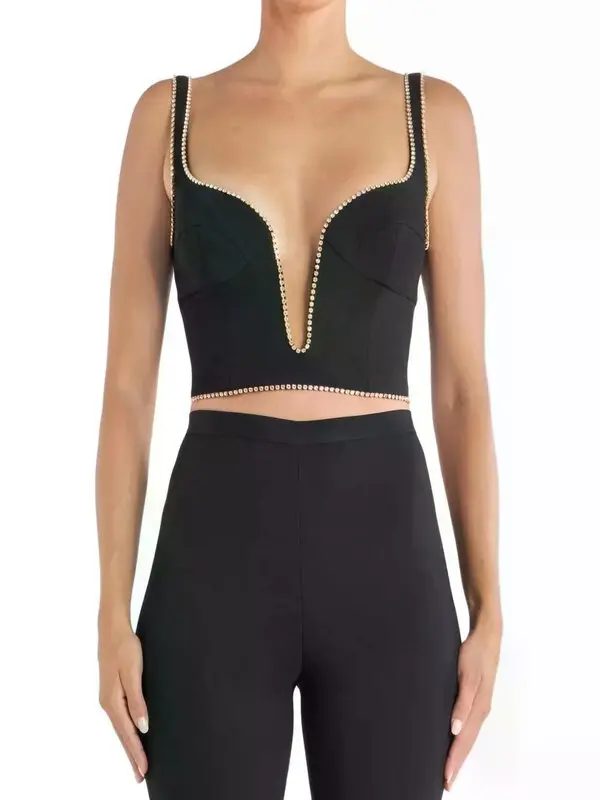 Etro Rhinestone-embellished Sweetheart-neck Top - Black