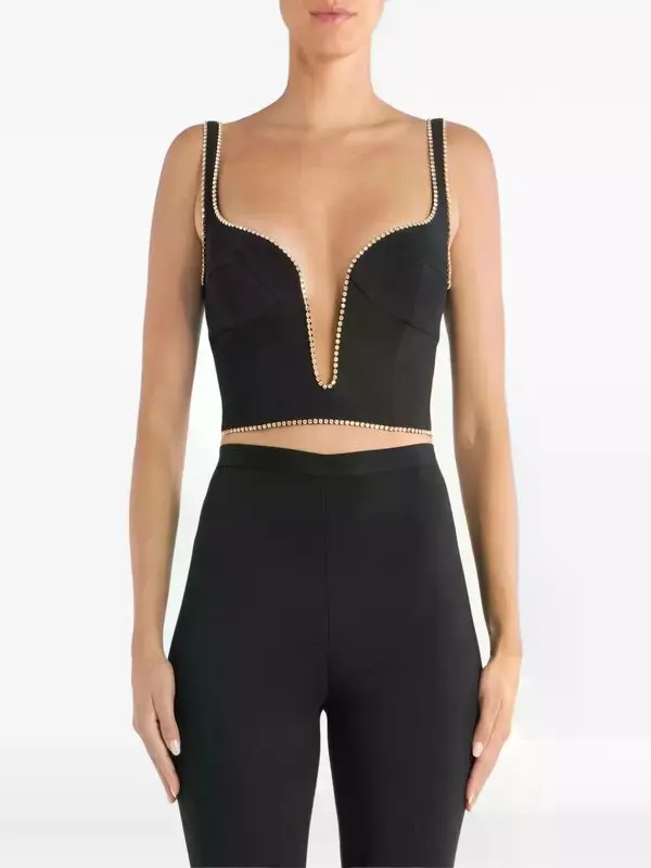 Etro Rhinestone-embellished Sweetheart-neck Top - Black