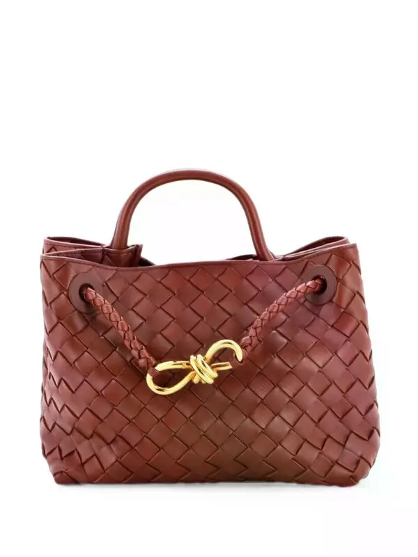 Bottega Veneta Andiamo Top Handle Bag Intrecciato Nappa Small Satchel - Brown