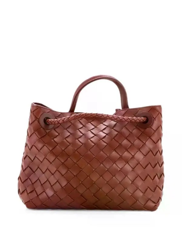 Bottega Veneta Andiamo Top Handle Bag Intrecciato Nappa Small Satchel - Brown
