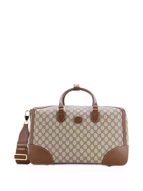 Gucci Interlocking G Patch Duffle Bag Gg Coated Canvas Medium Travel Bag