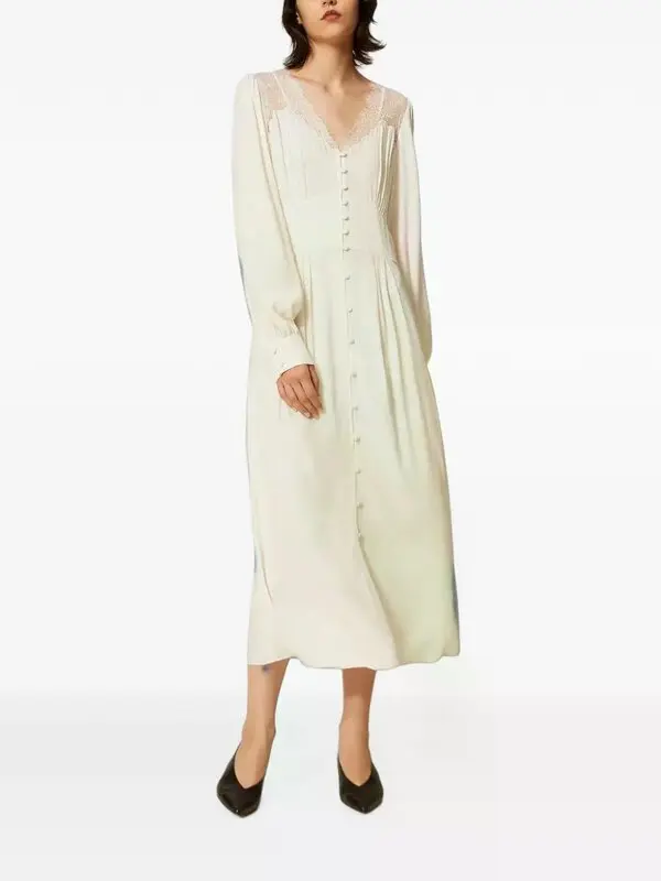 TWINSET Long Jacquard Dress With Lace