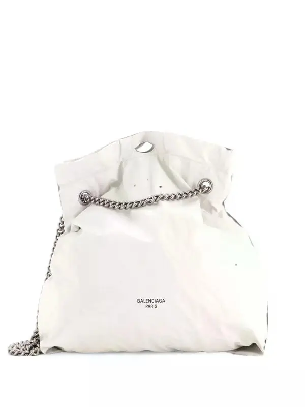 Balenciaga Crush Chain Leather Medium Tote Bag - White