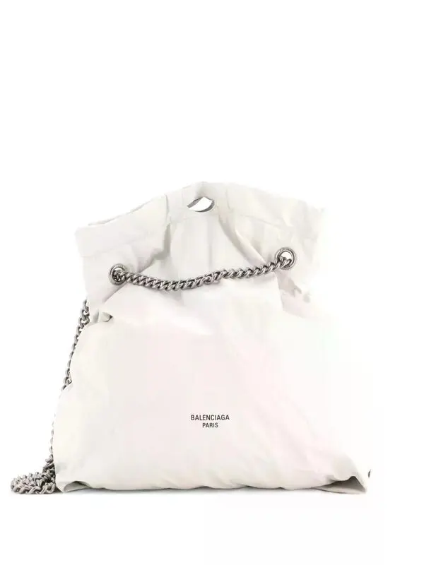 Balenciaga Crush Chain Leather Medium Tote Bag - White