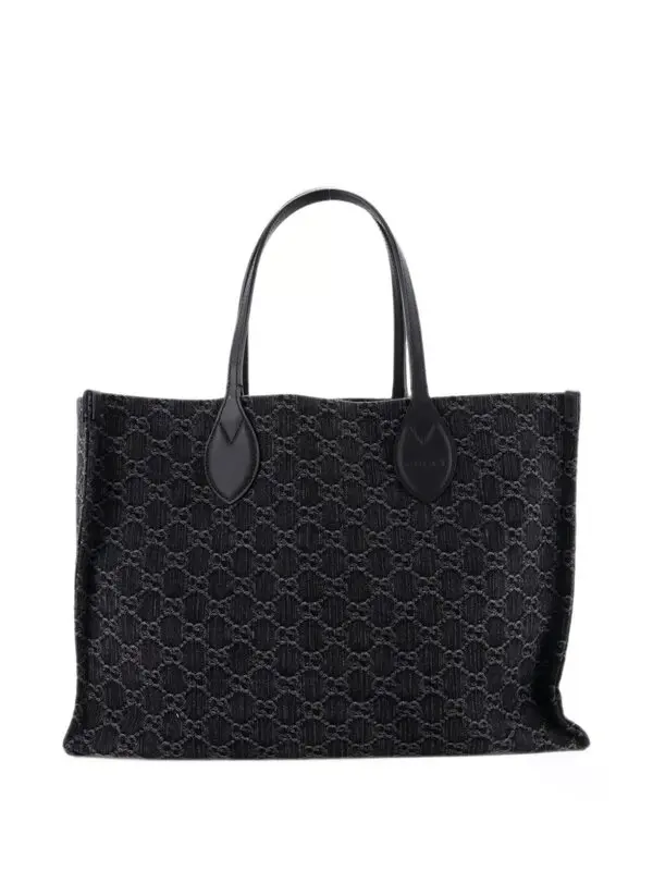 Gucci Ophidia Shopper Gg Denim Large Tote Bag - Black