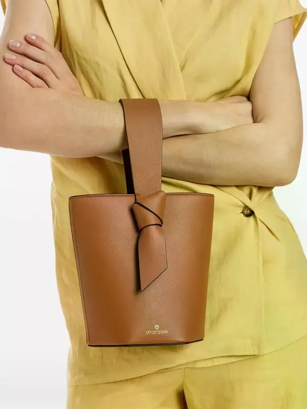 LA PORTEGNA Julieta Knotted Leather Bucket Bag