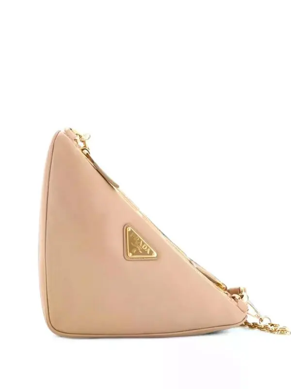Prada Double Symbole Triangle Bag Leather And Jacquard Mini Shoulder Bag - Neutrals