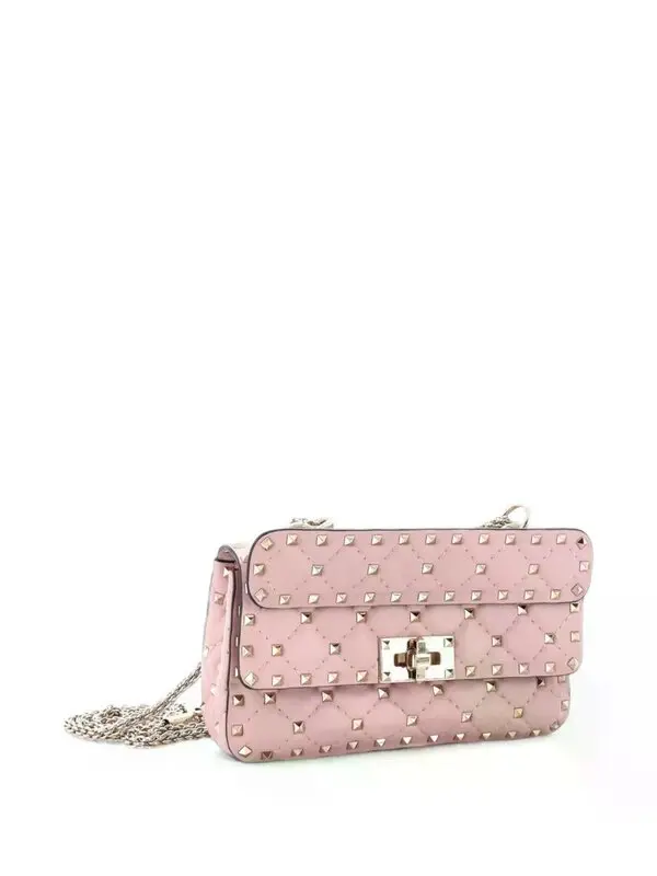 Valentino Garavani Rockstud Spike Flap Bag Quilted Leather Small Crossbody Bag - Pink