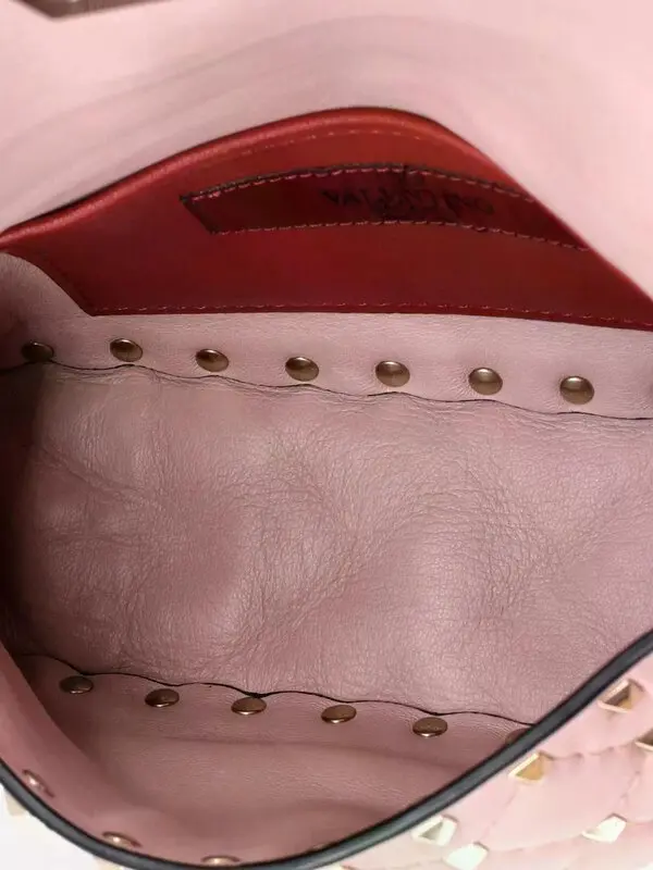 Valentino Garavani Rockstud Spike Flap Bag Quilted Leather Small Crossbody Bag - Pink