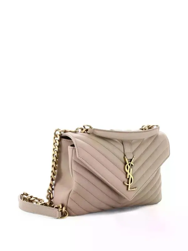 Saint Laurent Classic Monogram College Bag Quilted Leather Medium Shoulder Bag - Neutrals