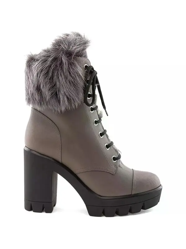 GIUSEPPE ZANOTTI Moyra Faux-fur Trim Ankle Boots - Grey