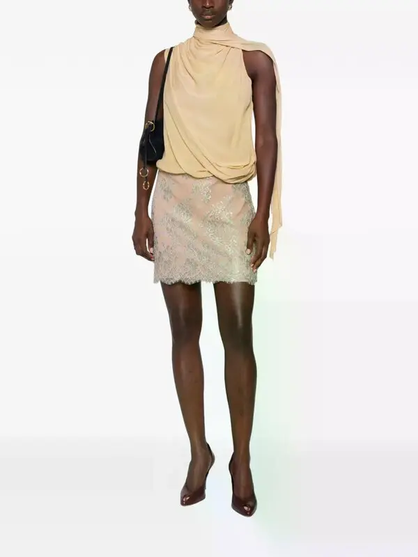 Valentino Garavani Lace-overlay Scalloped-edge Mini Skirt