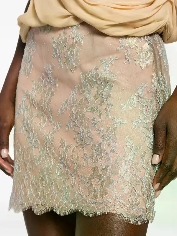 Valentino Garavani Lace-overlay Scalloped-edge Mini Skirt