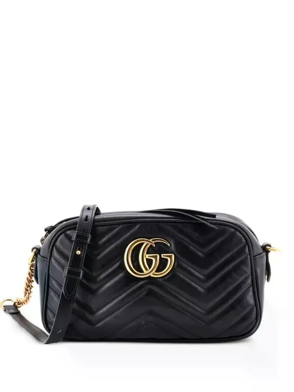 Gucci Gg Marmont Shoulder Bag Matelasse Leather Small Crossbody Bag - Black