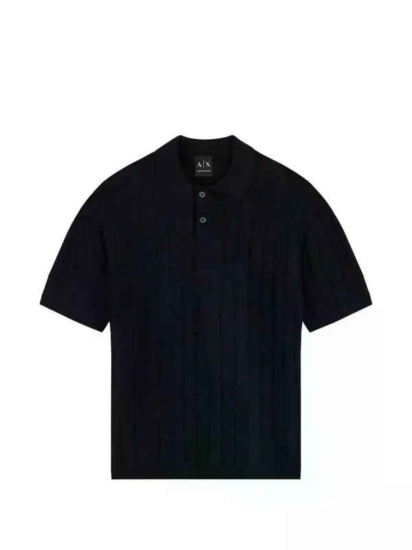 Armani Exchange Textured Knit Polo Shirt - Blue