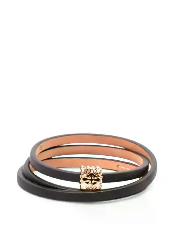 Loewe Anagram Bombé Leather Twist Bracelet - Black