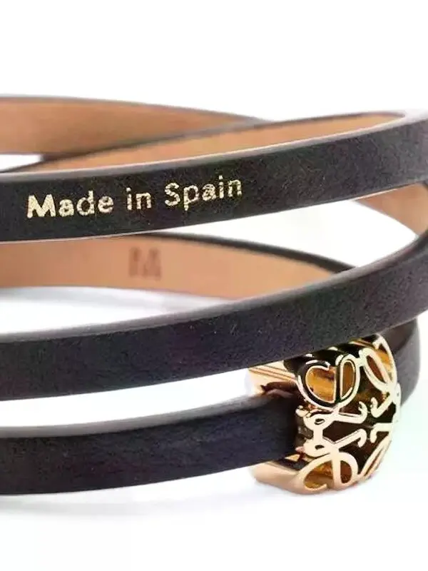 Loewe Anagram Bombé Leather Twist Bracelet - Black