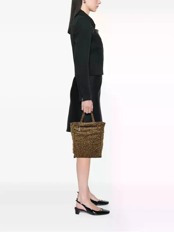 Bottega Veneta 2000-2007 Nylon Reversible Leopard Print Tote Bag